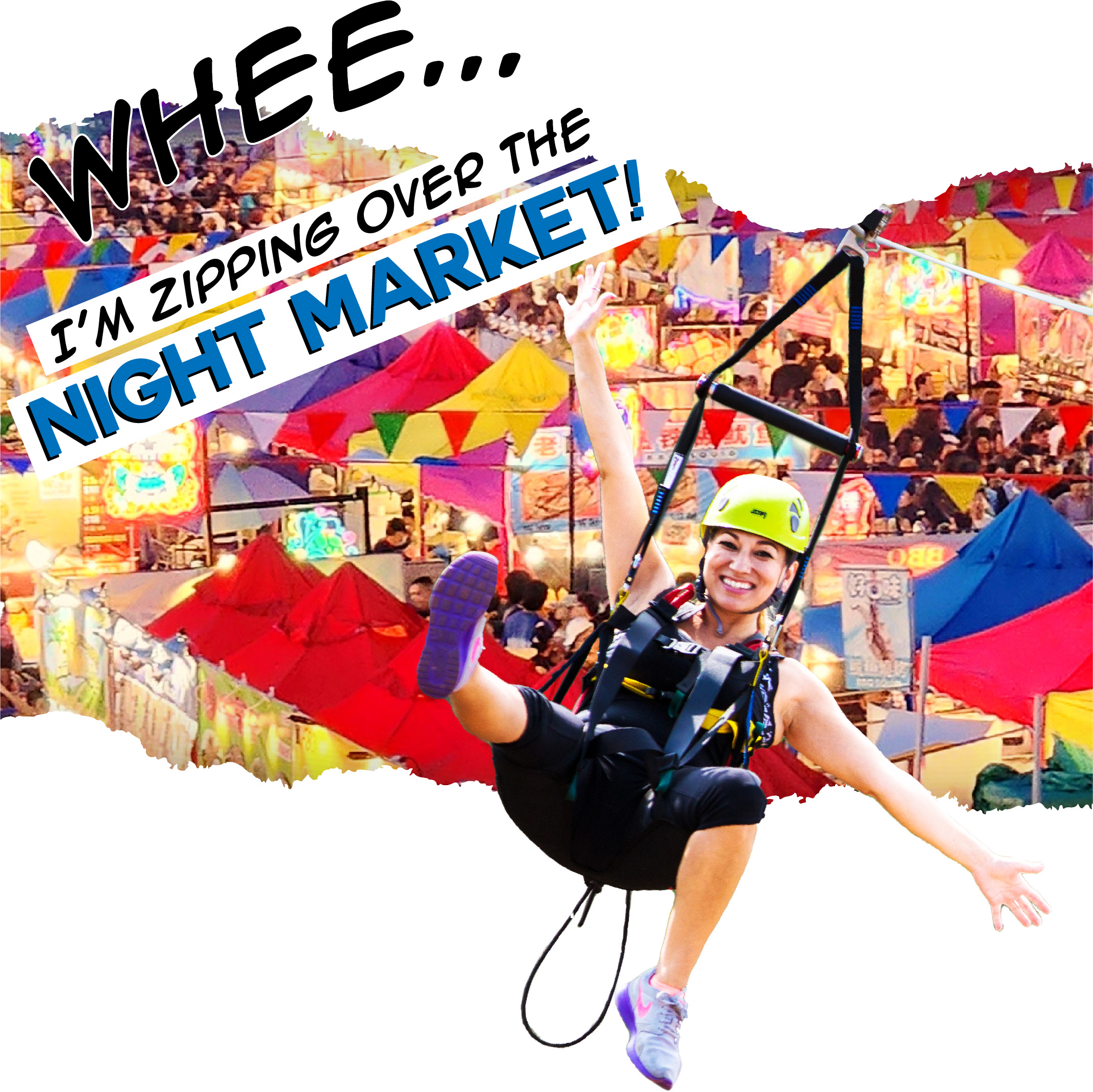 Richmond Night Market Zipline experience - hero image mobile view