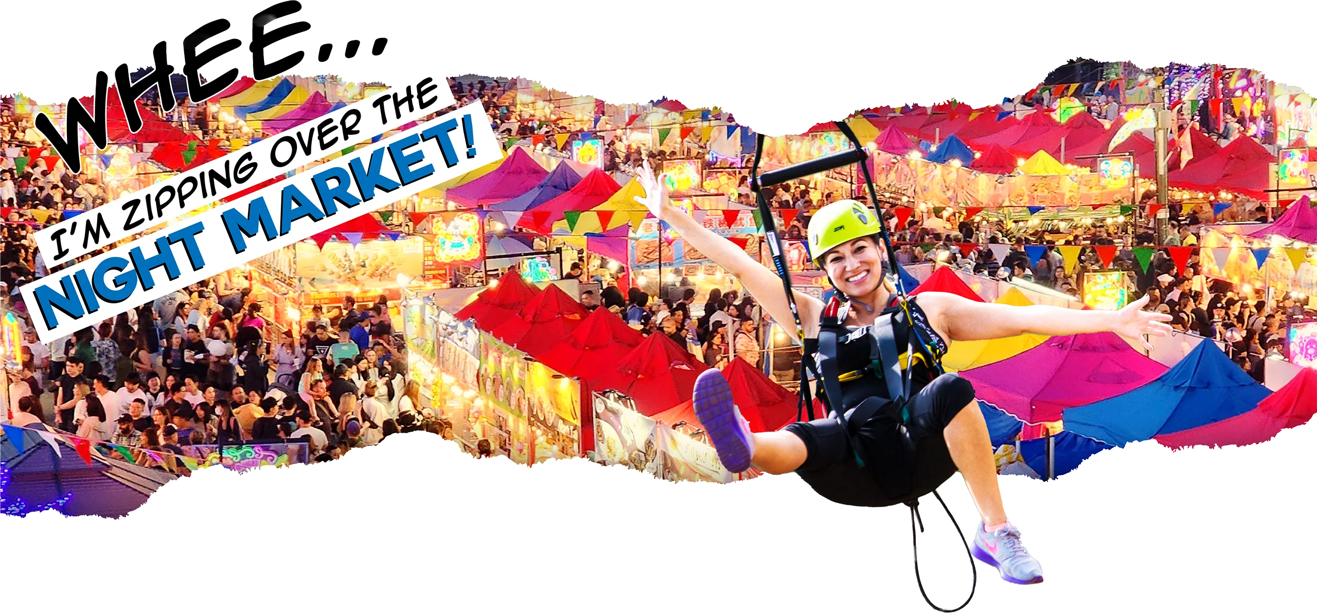 Richmond Night Market Zipline experience - hero image desktop view